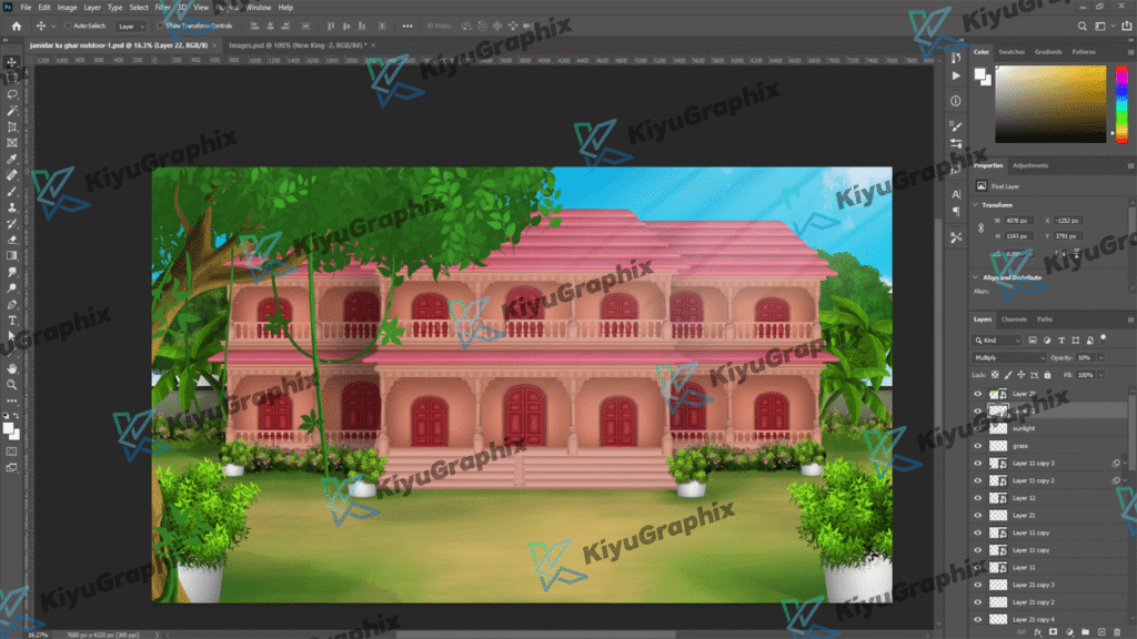 Jamidar Ka Ghar Outdoor Background (PSD File) - KiyuGraphix