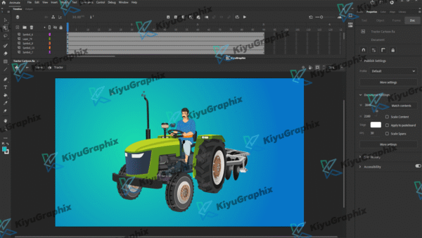 Tractor and Farmer Cartoon Character with Animation (Adobe-Animate ...