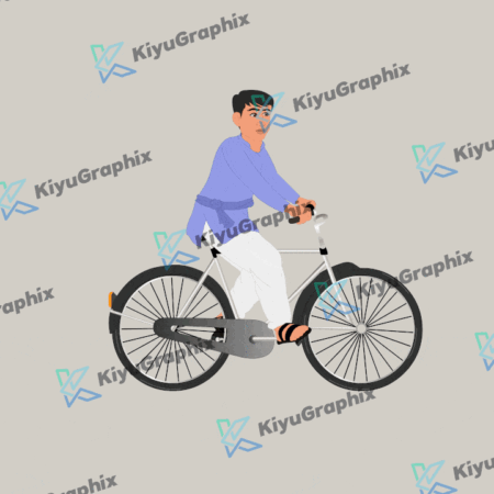 Cycle Animation Cartoon Character with Animation (FLA Vector) - KiyuGraphix