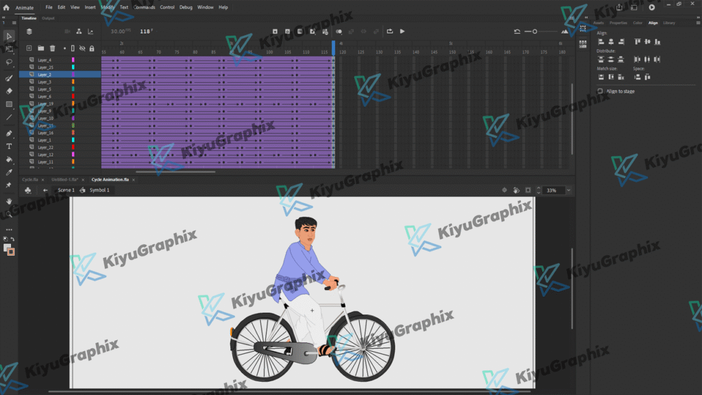 Cycle Animation Cartoon Character with Animation (FLA Vector) - KiyuGraphix