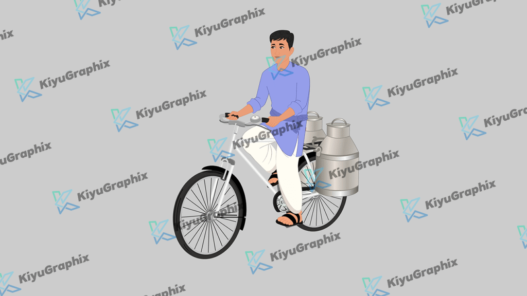 Milk Man and Cycle Cartoon Character with Animation (Adobe Animate ...