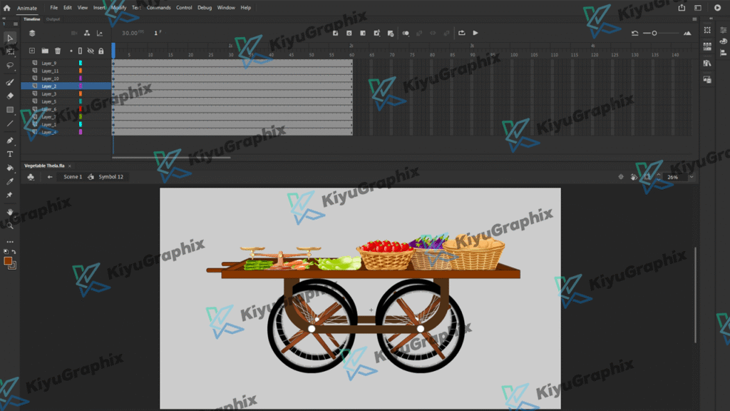 Indian Vegetable Thela Cartoon with Animation (FLA File) - KiyuGraphix