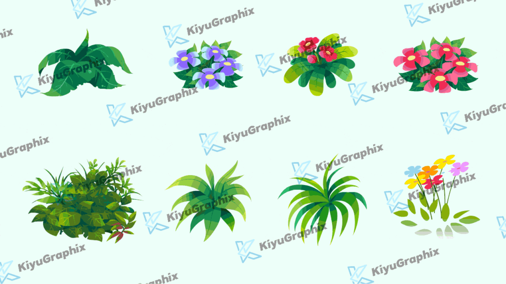 Animation cartoon plant for background (FLAG Vector) - KiyuGraphix