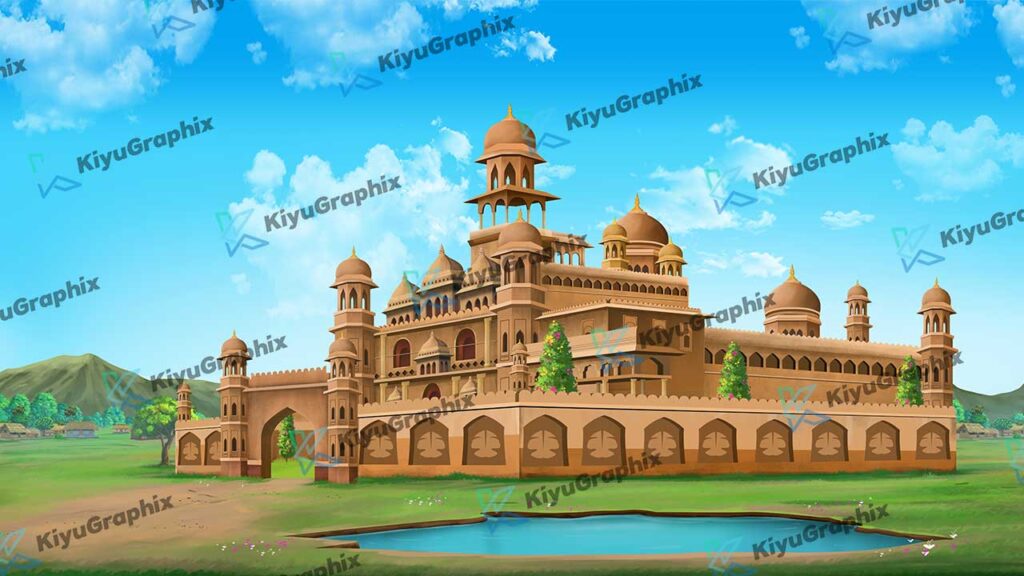 Raj Mahal (Fort) Cartoon Background (PSD File) - KiyuGraphix