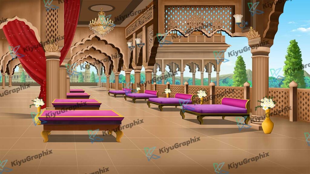 Raj Mahal Corridor Cartoon Background (PSD File) - KiyuGraphix